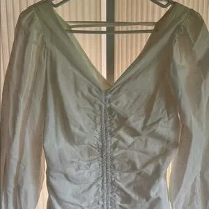 Lena | Dresses | Lena White Linen Mini Dress Nwot Size Medium Puff ...